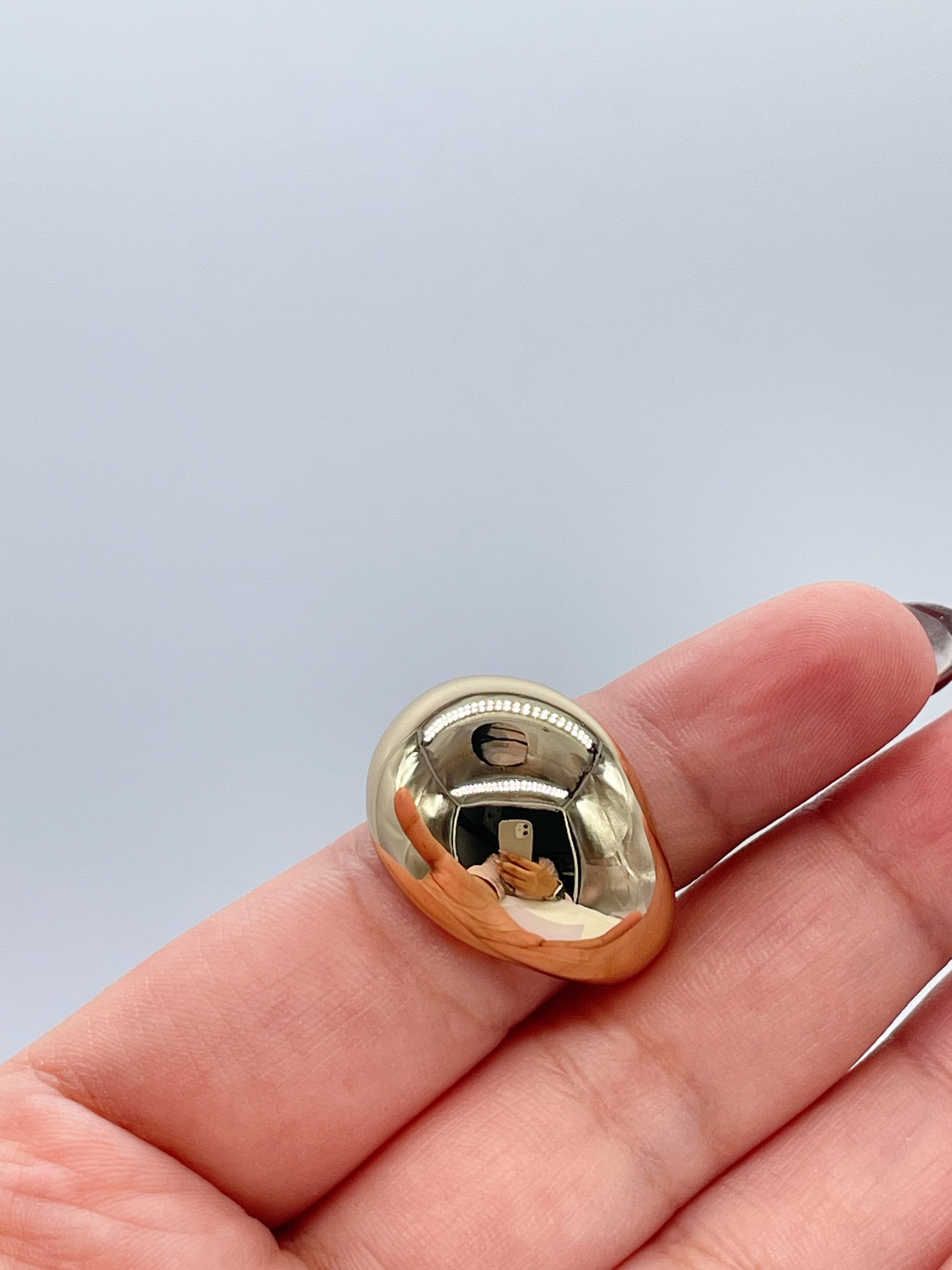 18k Gold-filled Adjustable XL Smooth Plain Dome Ring – Milie